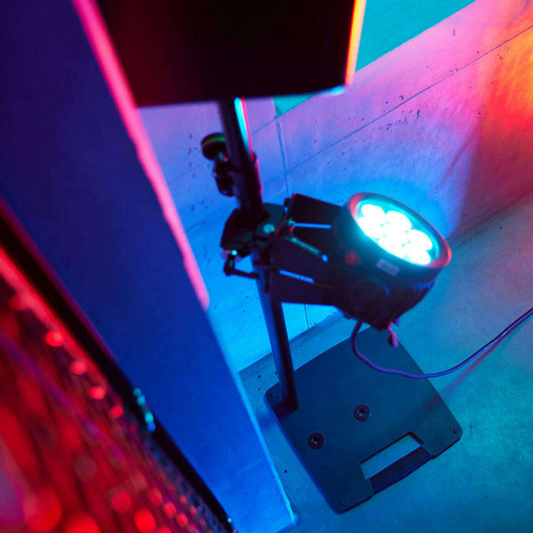 Gravity LS431CB Compact Square Steel Base Lighting and Speaker Stand ...