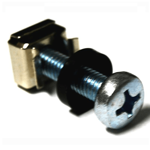 M6 Cage Nut Set - 40mm Phillips Head Screw, Plastic Washer & Cage Nut